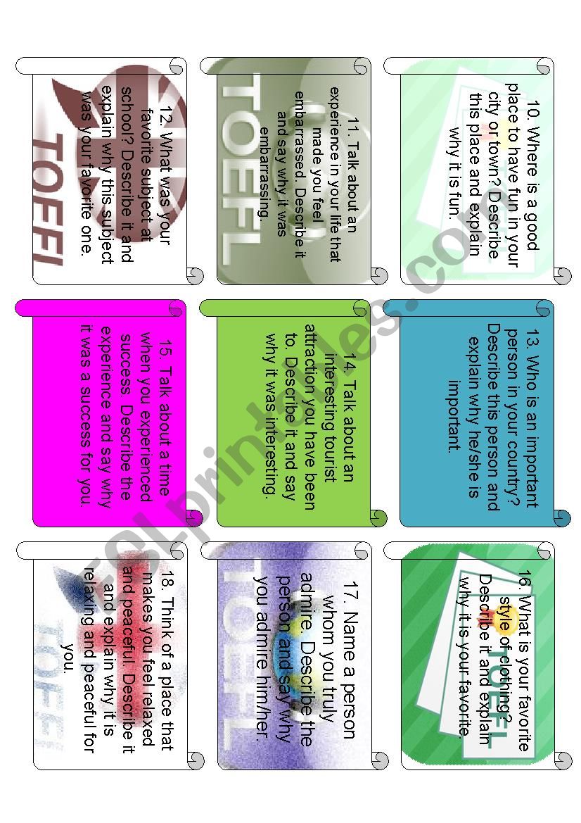 TOEFL SPEAKING SAMPLE 2 ESL Worksheet By Louiegie