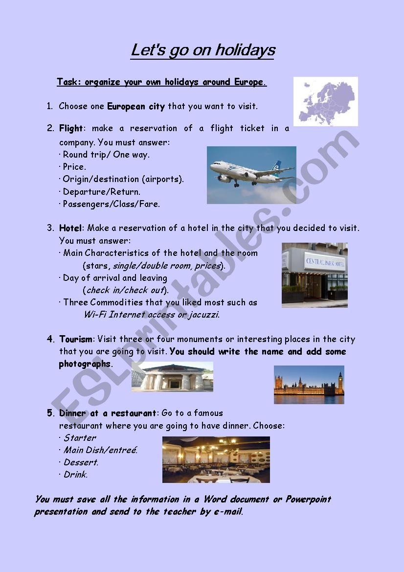 Let´s go on holidays - ESL worksheet by catharsismental