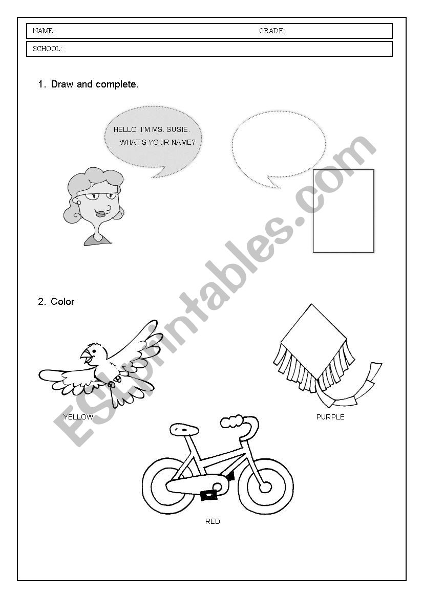 Introducing yourself and colors - ESL worksheet by teacher.angelica