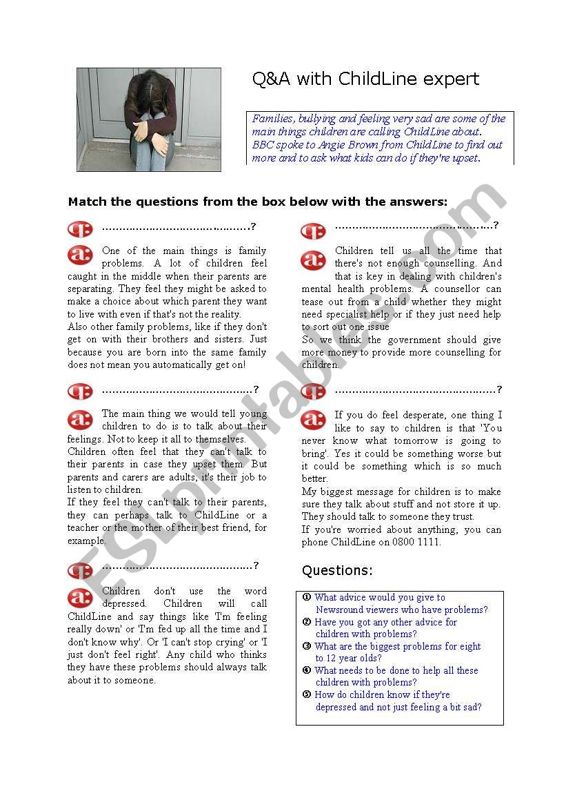 Children´s Problems - ESL worksheet by anisteacher