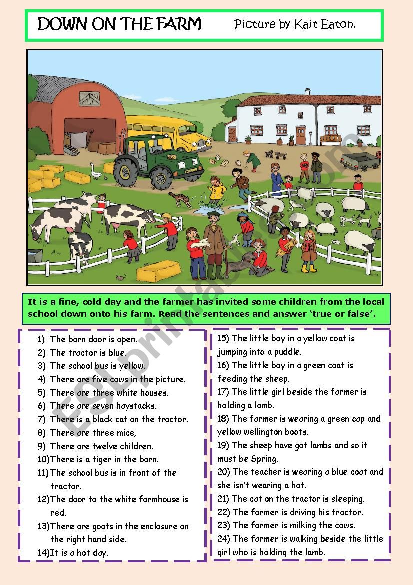 ´True or false´ activities with two great pictures - ESL worksheet by ...