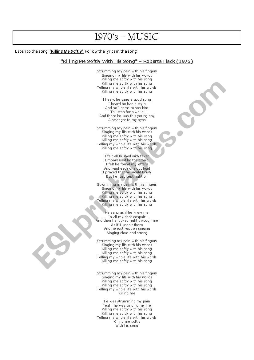 1970´s Music - ESL worksheet by kalythe