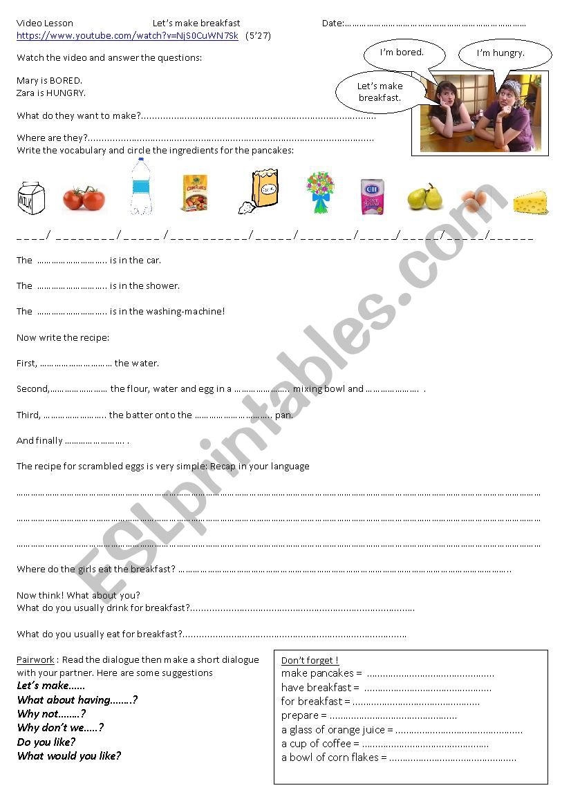 Let´s make breakfast - ESL worksheet by evinches