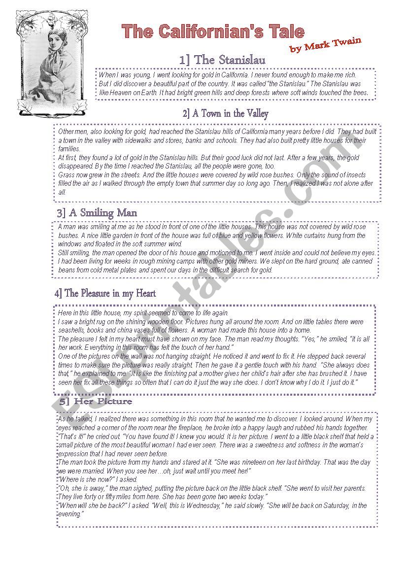 The Californian´s Tale - ESL worksheet by savvinka