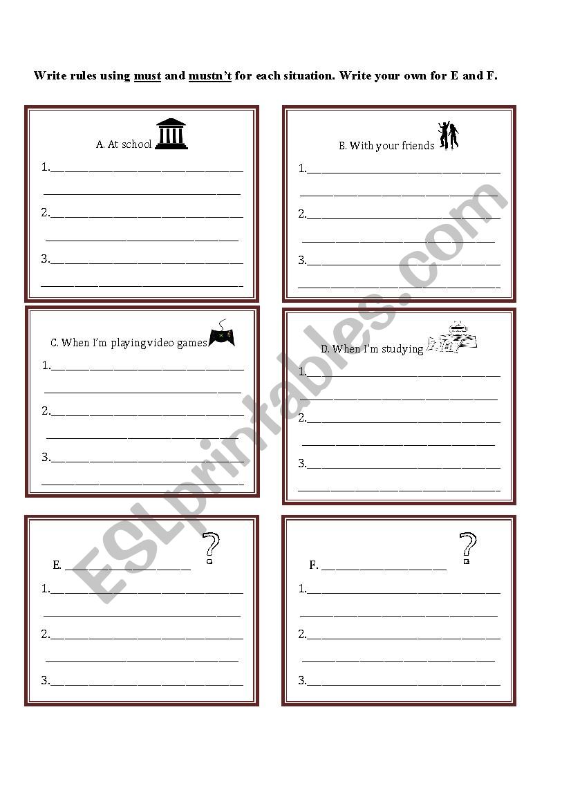 must and mustn´t - ESL worksheet by rogeralex