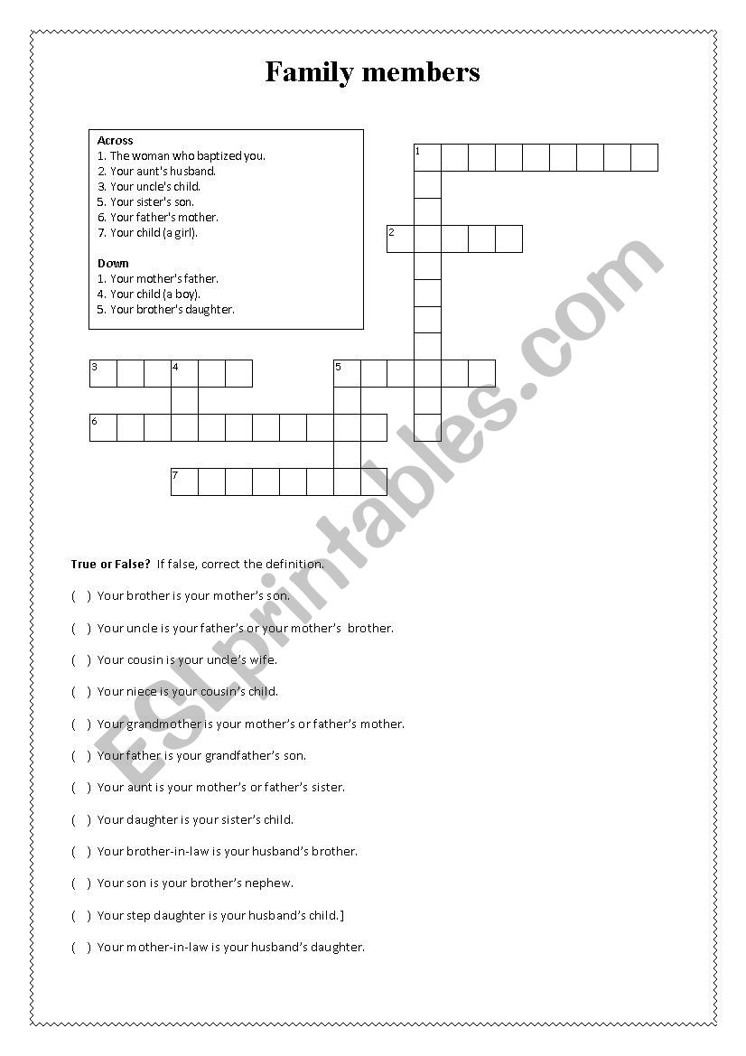 Family Members + possessive ´s - ESL worksheet by Vivian Bacchin
