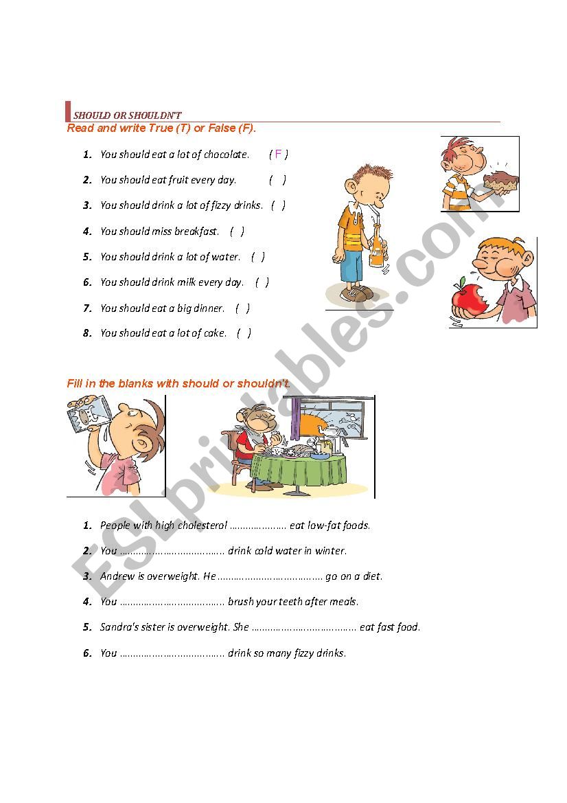 should or shouldn´t - ESL worksheet by joldaili