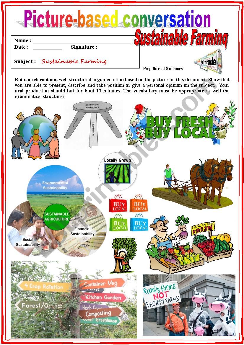 Picture based conversation. Sustainable Farming. (Debating) 34/… - ESL ... Picture based conversation. Sustainable Farming. (Debating) 34/… - ESL ...