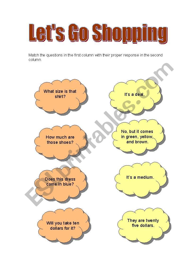 English worksheets: Let´s Go Shopping