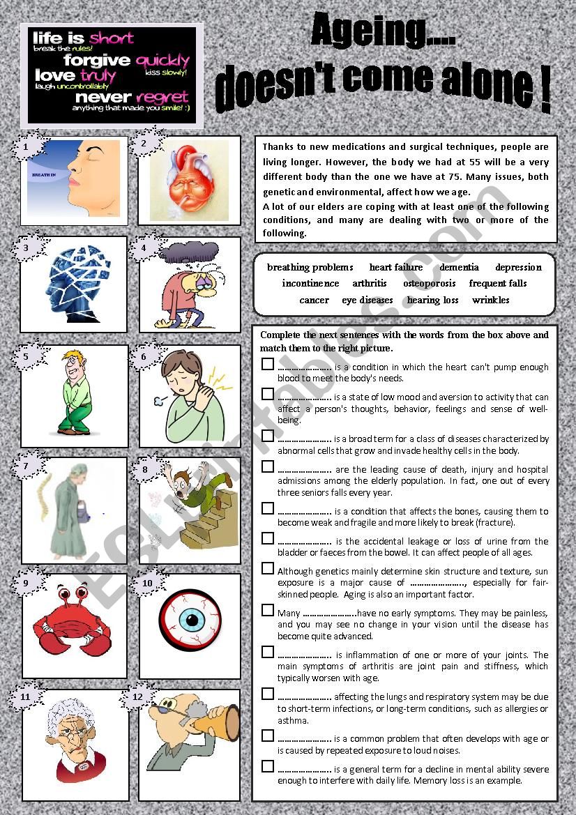 AGEING doesn´t come alone. Introduction, vocabulary related to health ...