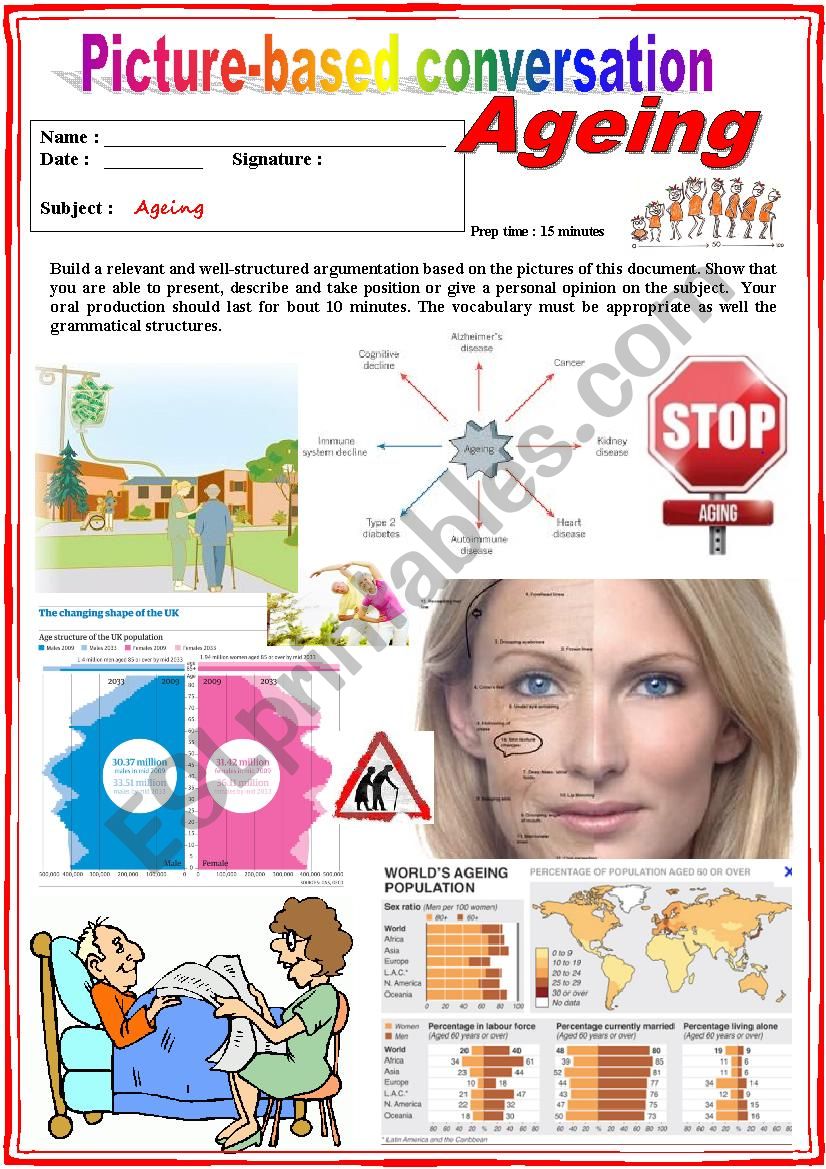 Picture based conversation. AGEING. (Debating) 36/… - ESL worksheet by ...