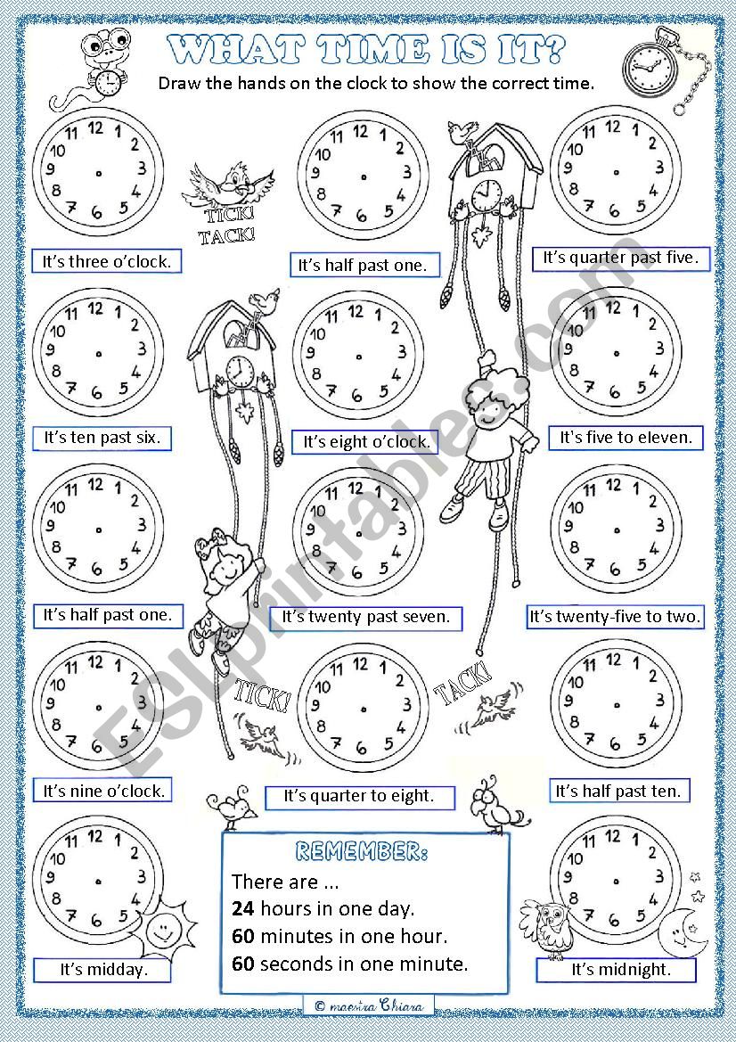 What´s the time? - ESL worksheet by chiaretta