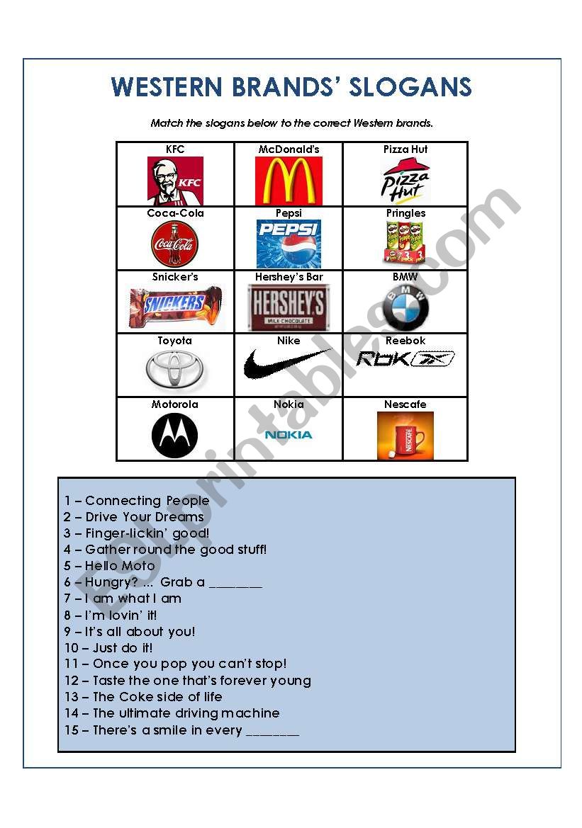 Advertising Slogans Worksheet Activity F10 Answers
