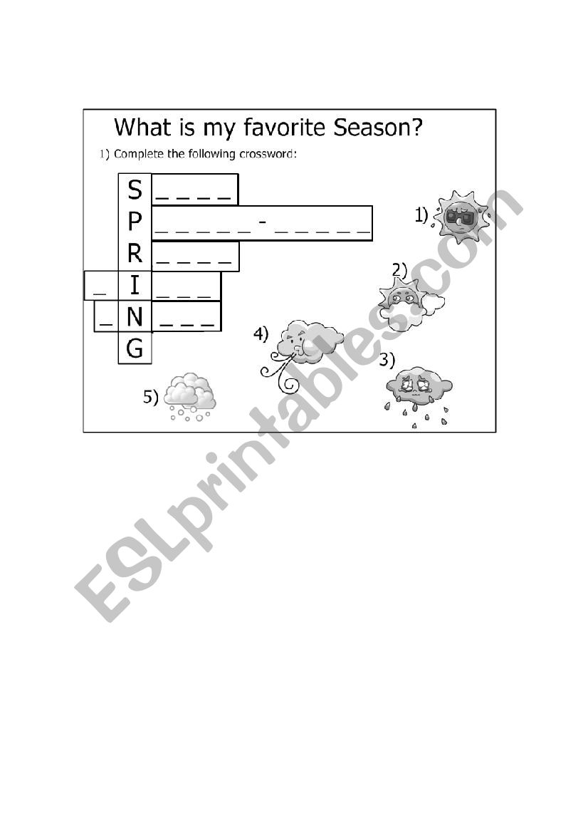 Seasons´ Crossword - ESL worksheet by MariManri