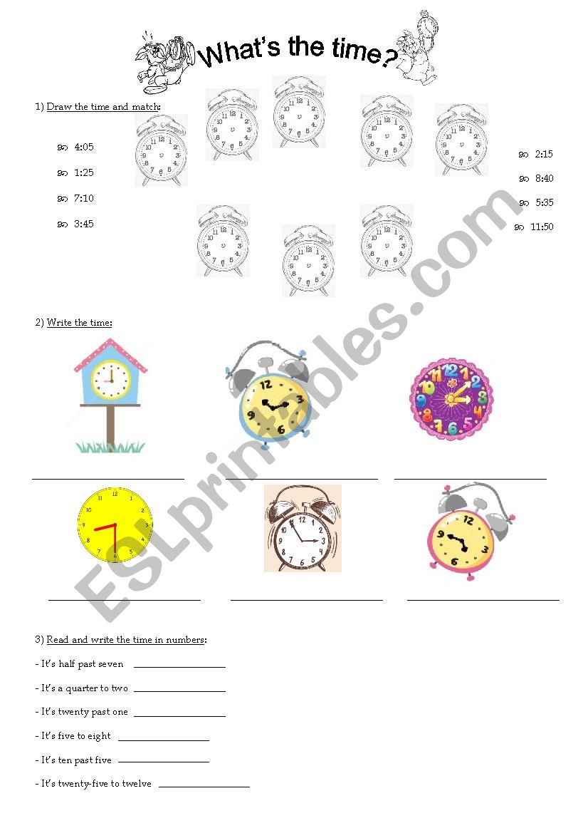 What´s the time? - ESL worksheet by Cecilia Bustos