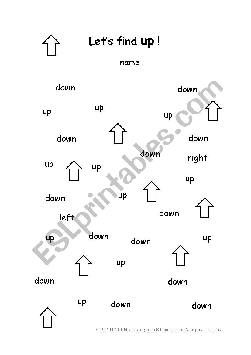 Let´s find "up" - ESL worksheet by aihaori