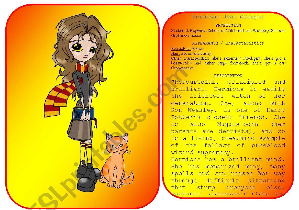 Harry Potter´s characters flashcards (pictures and profiles) - part 3 / ...