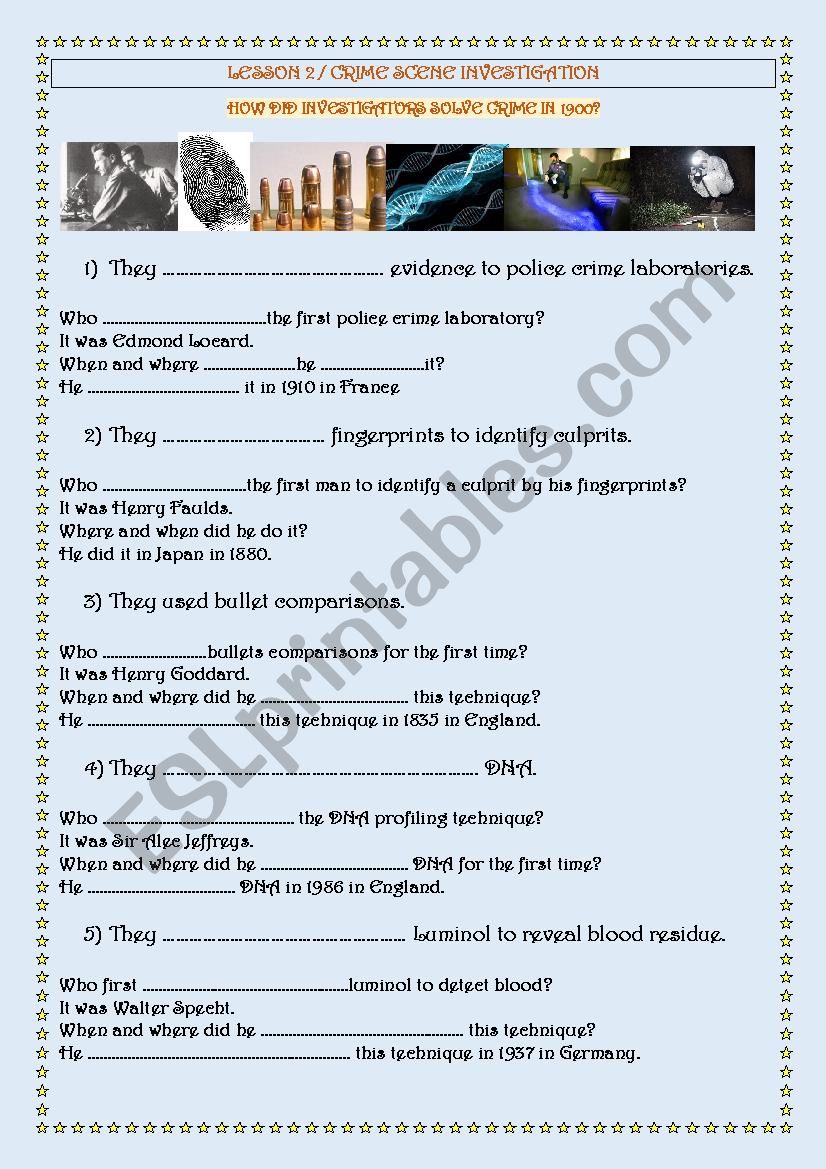 Crime Scene Search Patterns Worksheet