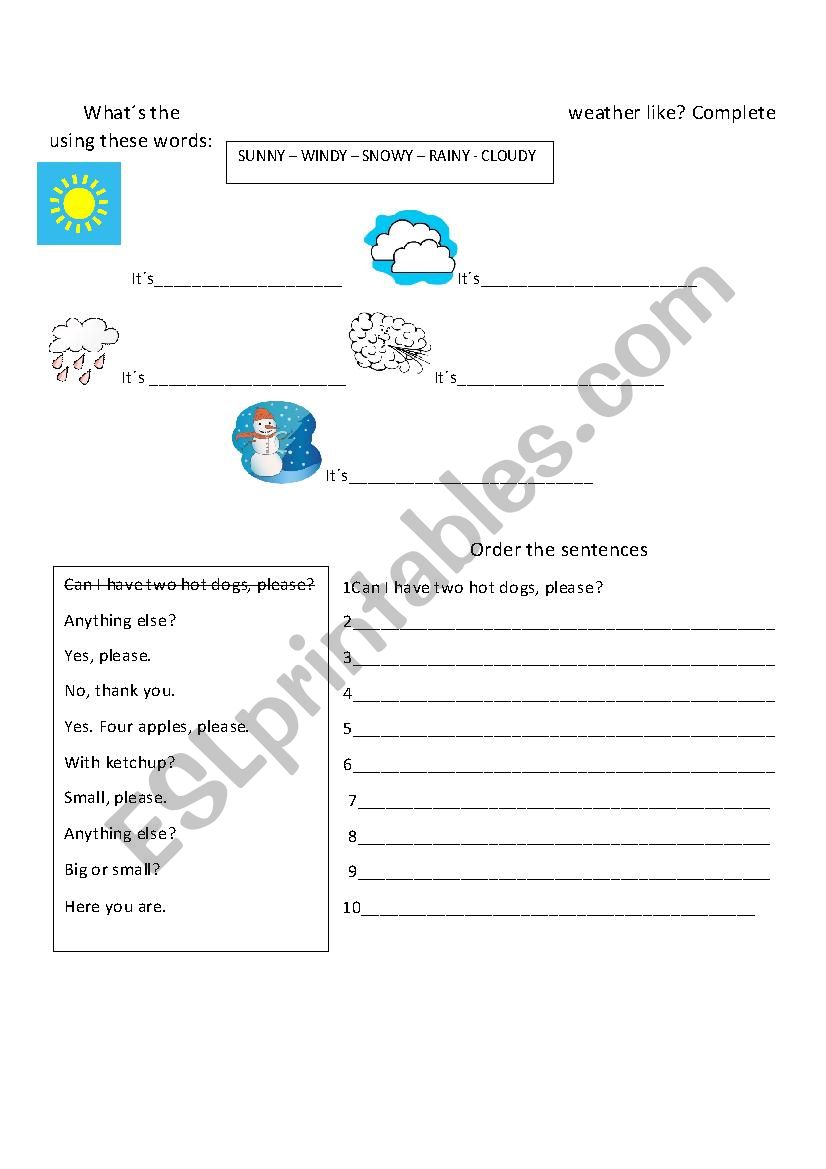 whAT´S THE WEATHER LIKE? AND HOW TO ORDER WHAT TO EAT - ESL worksheet ...