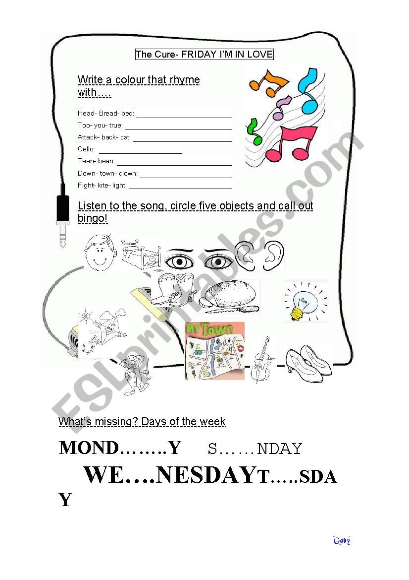 Song friday I´m in love - ESL worksheet by gabybro