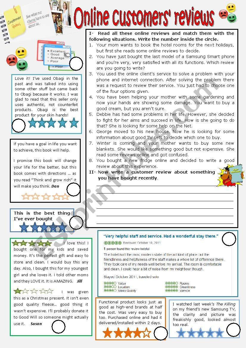 Online customers´ reviews - ESL worksheet by mirita1959