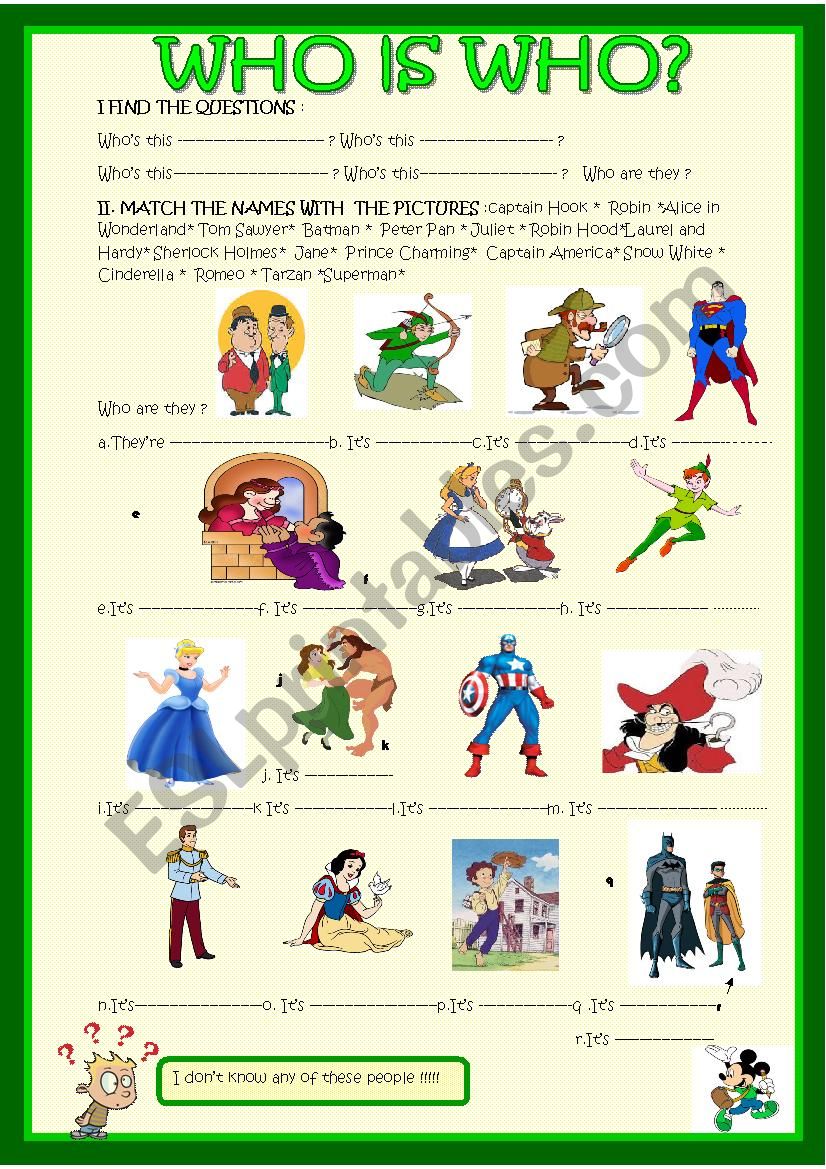 Who´s who? - ESL worksheet by spied-d-aignel