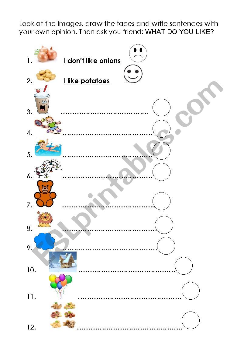 Like and don´t like - ESL worksheet by Pham Ngoc Anh