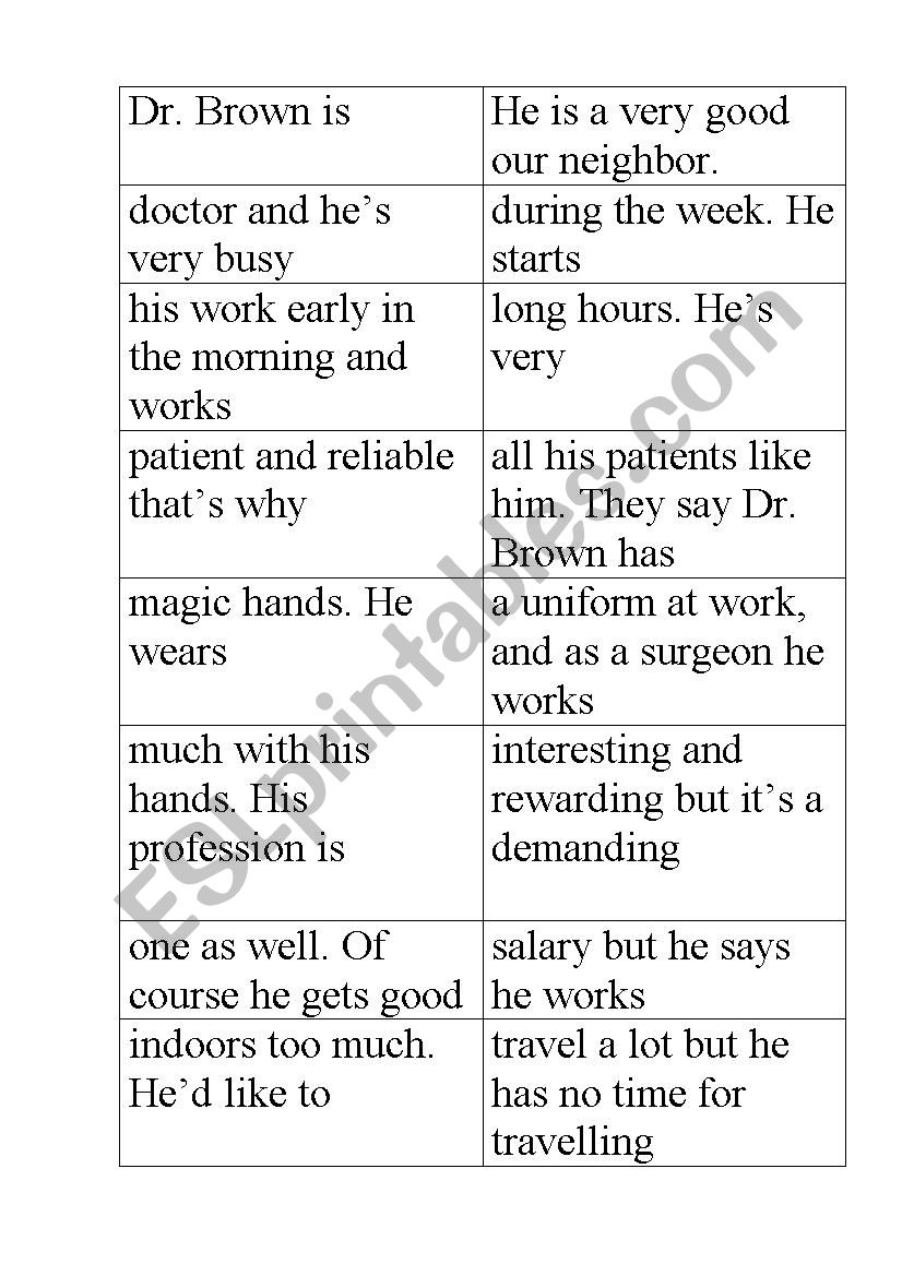 Dr. Brown´s job - ESL worksheet by rio-ve-lana