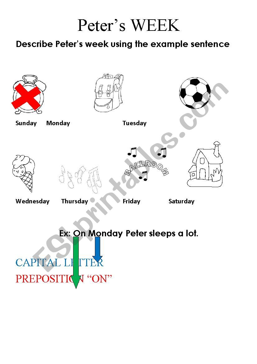 Peter´s week - ESL worksheet by elenacasati75