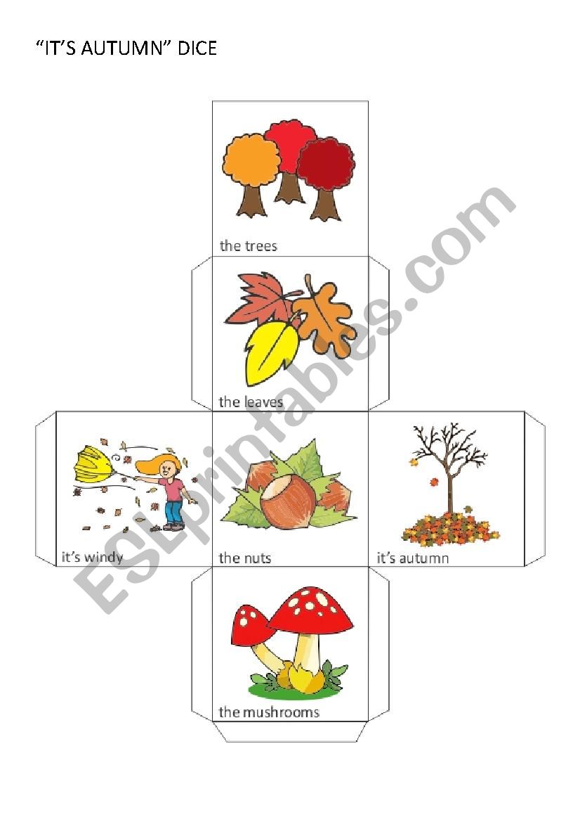 "It´s Autumn" Dice - ESL worksheet by scuolaboschetti