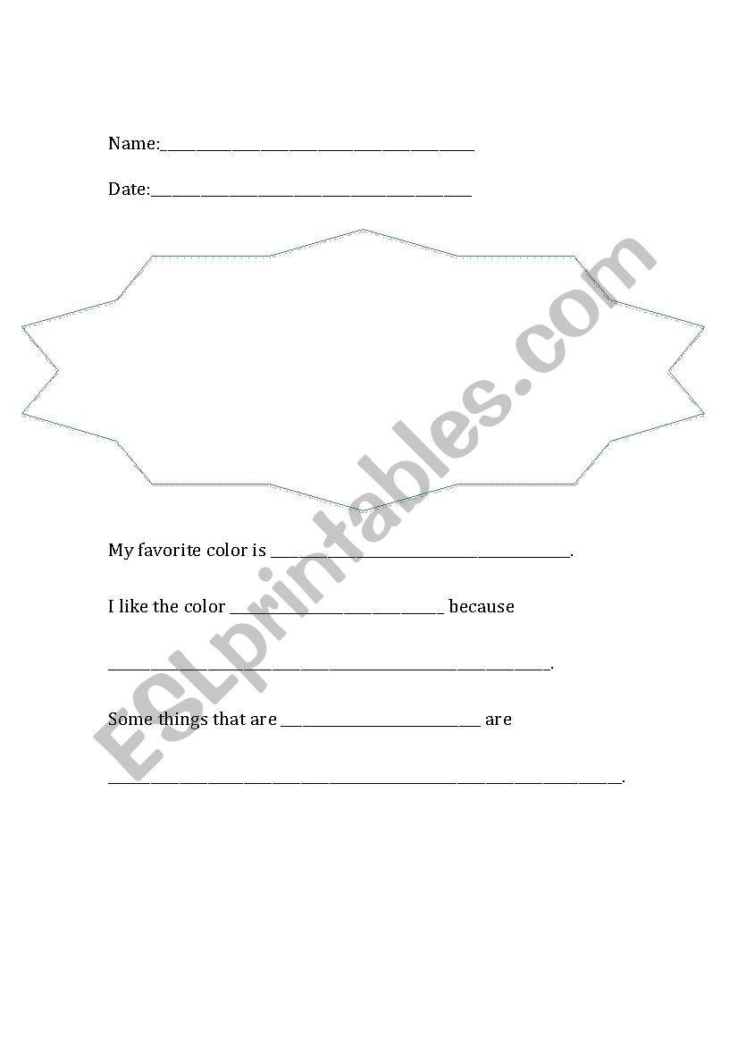 Favorite color writing prompt - ESL worksheet by kseyfarth