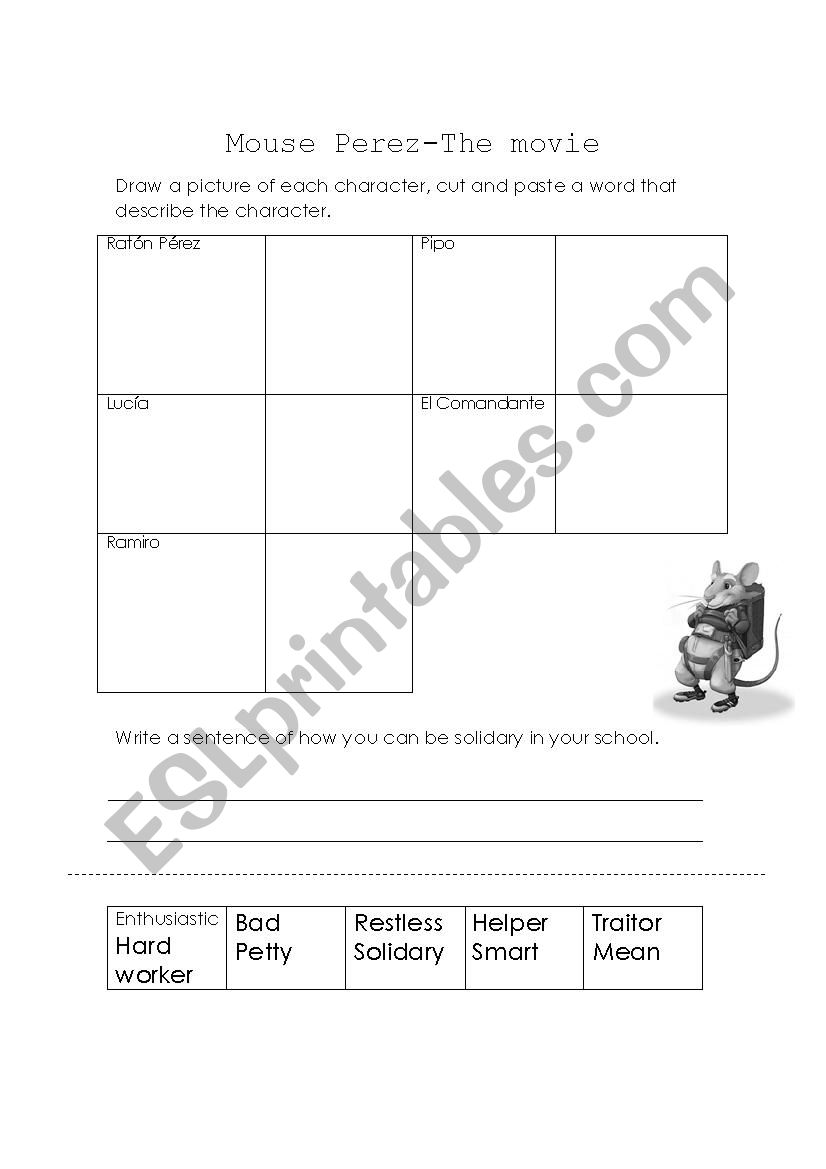 Mouse Pérez-The Movie - ESL worksheet by heialvarado