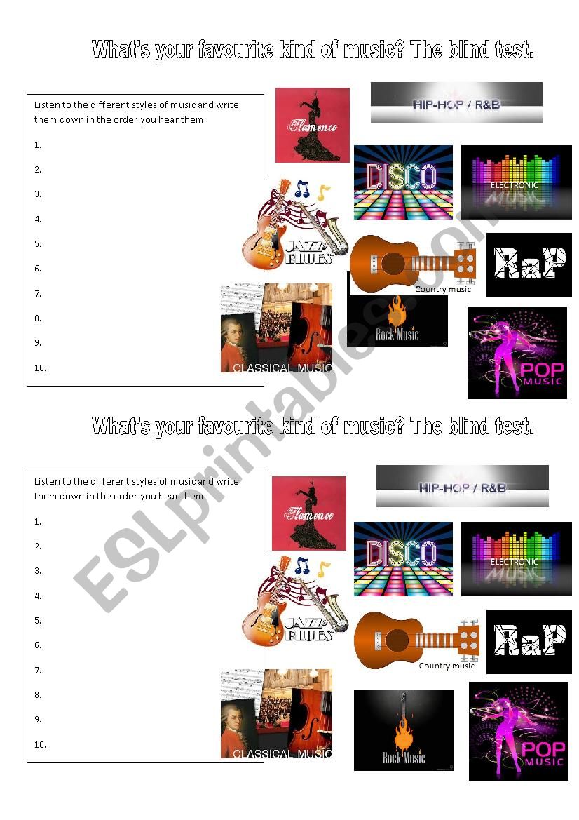 What´s your favourite kind of music? - ESL worksheet by aelenia