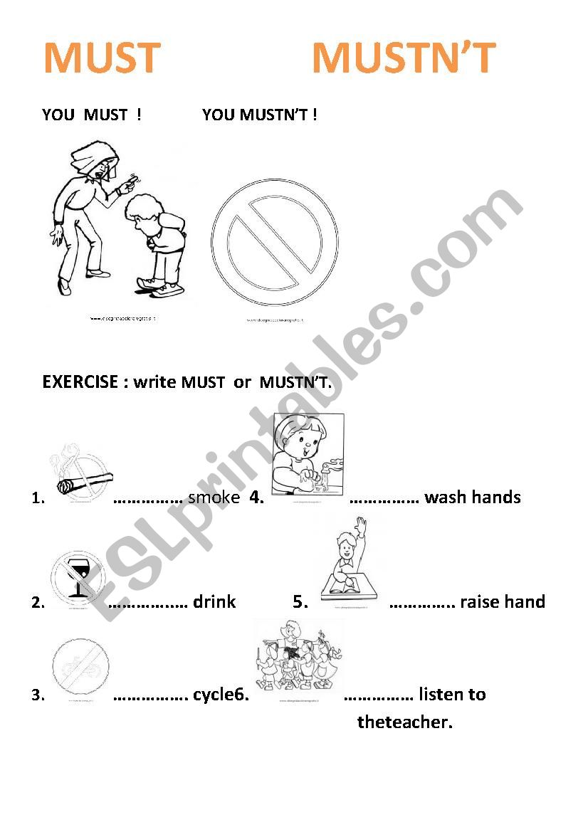 must or mustn´t ? - ESL worksheet by silviabrentaro