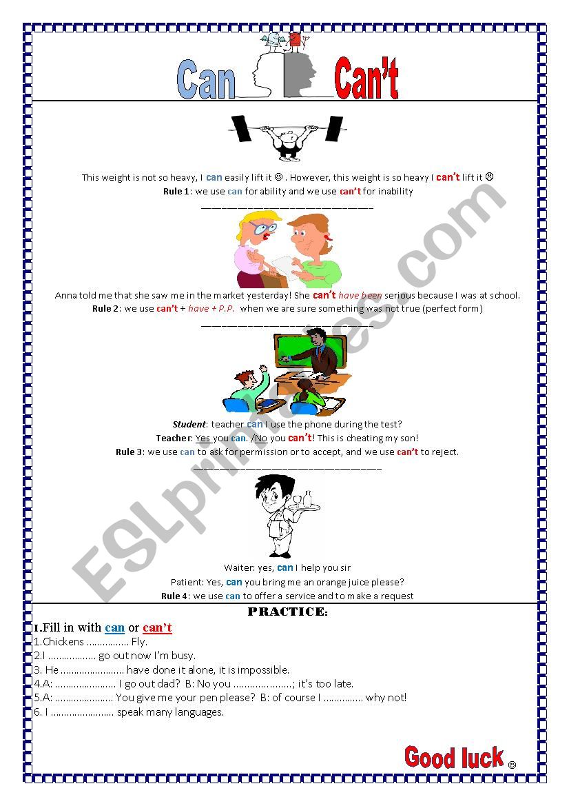 can or can´t - ESL worksheet by khalid101
