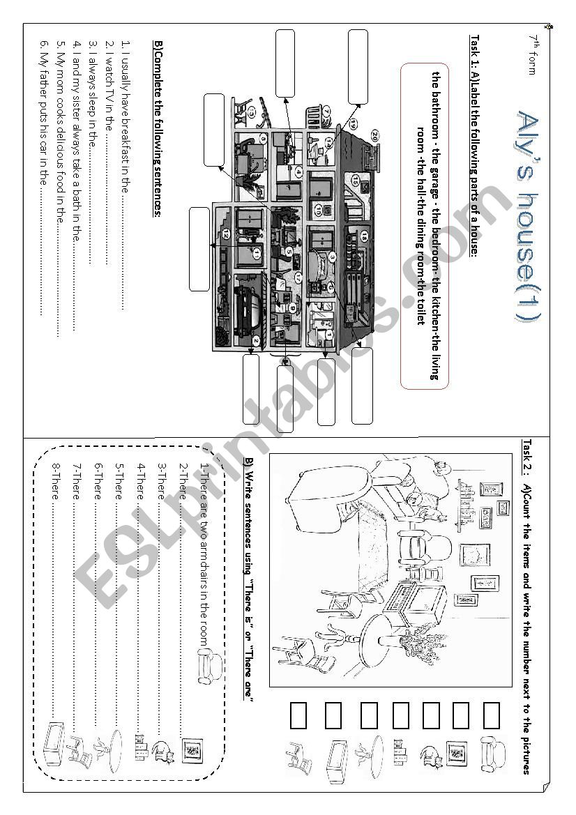Aly´s house - ESL worksheet by sherina