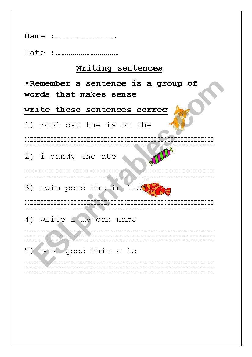sentences´ correct order - ESL worksheet by youstina boulos