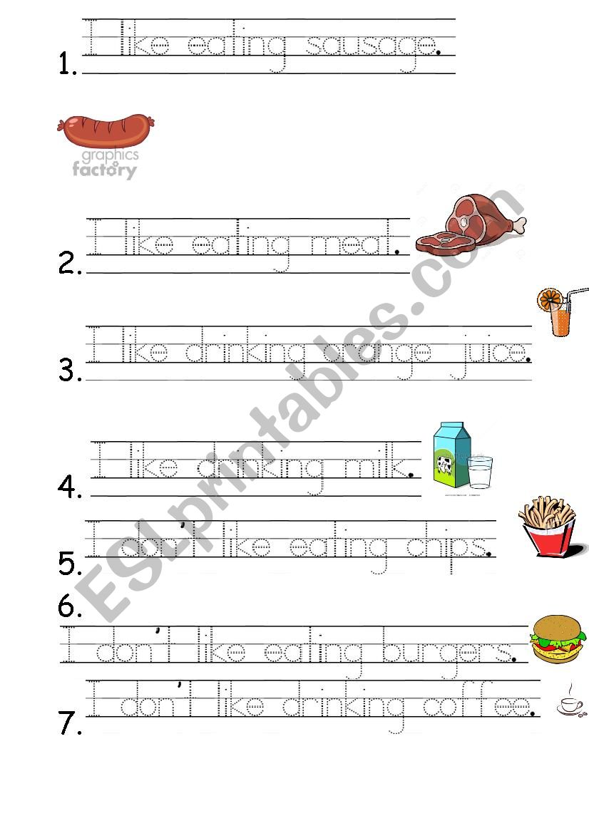 I like/I don´t like - ESL worksheet by Rijylka