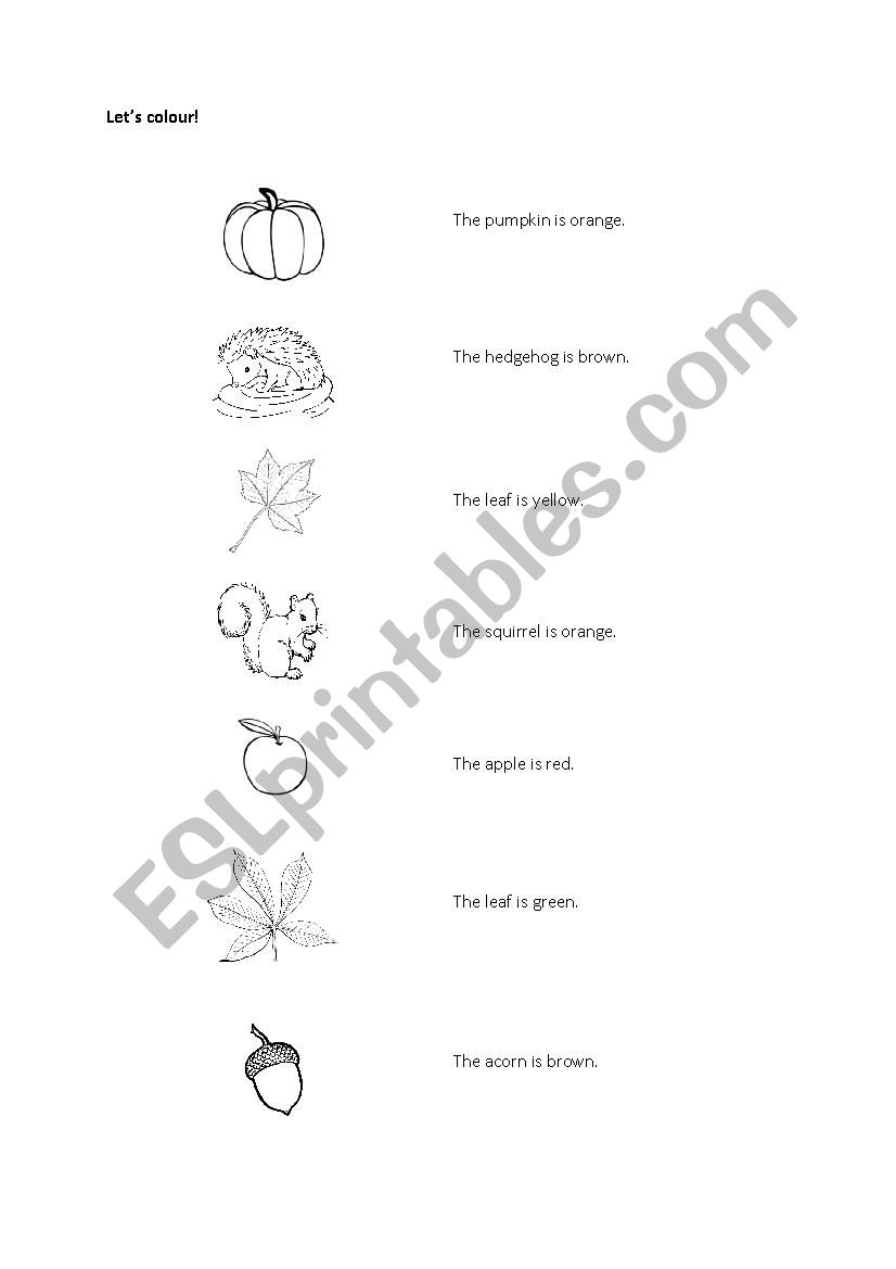 Autumn - let´s colour! - ESL worksheet by mrowka270