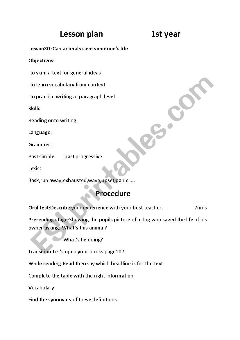can animals save someoneÂ´s life? - ESL worksheet by challouf