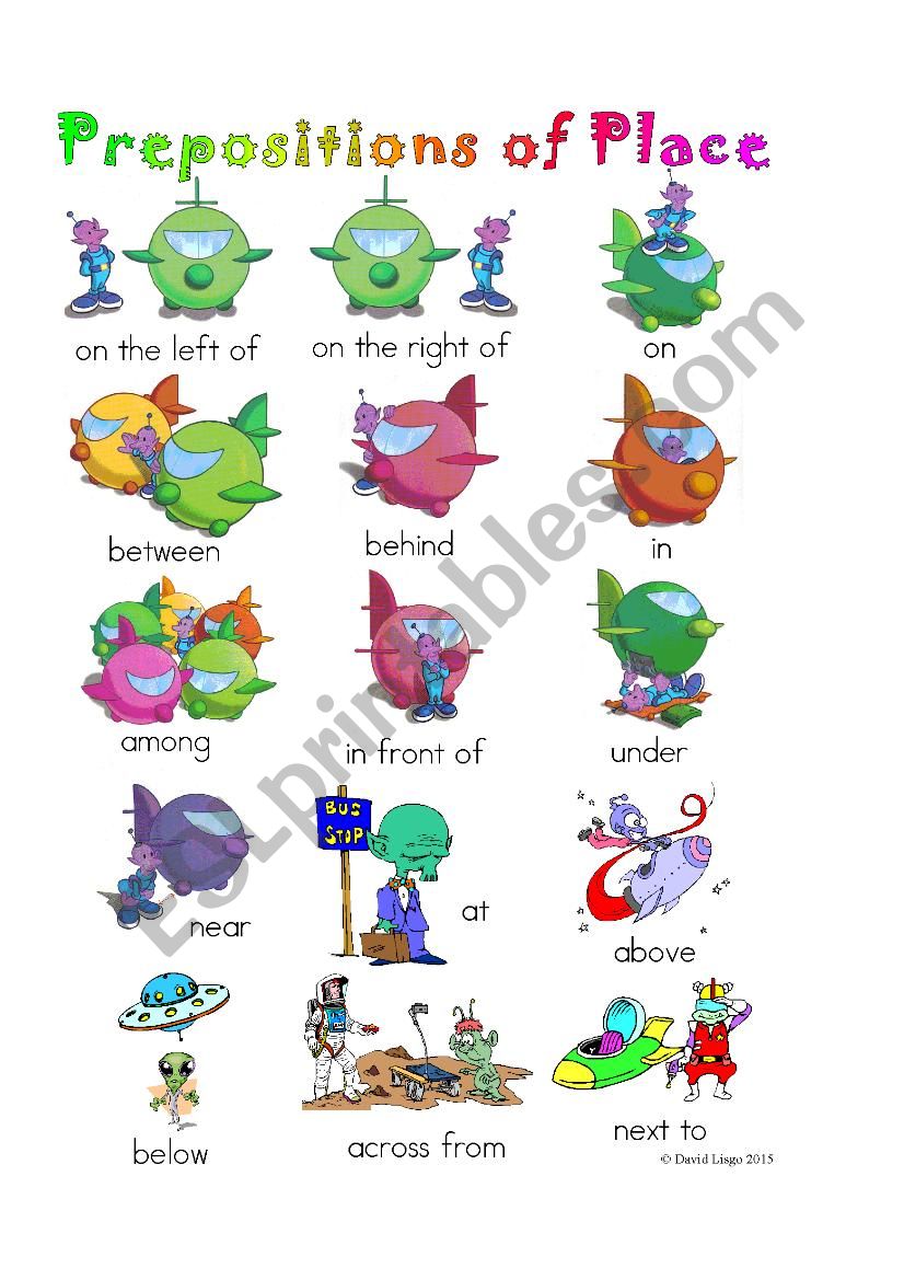 Prepositions of Place Posters: Where´s the alien? - ESL worksheet by ...
