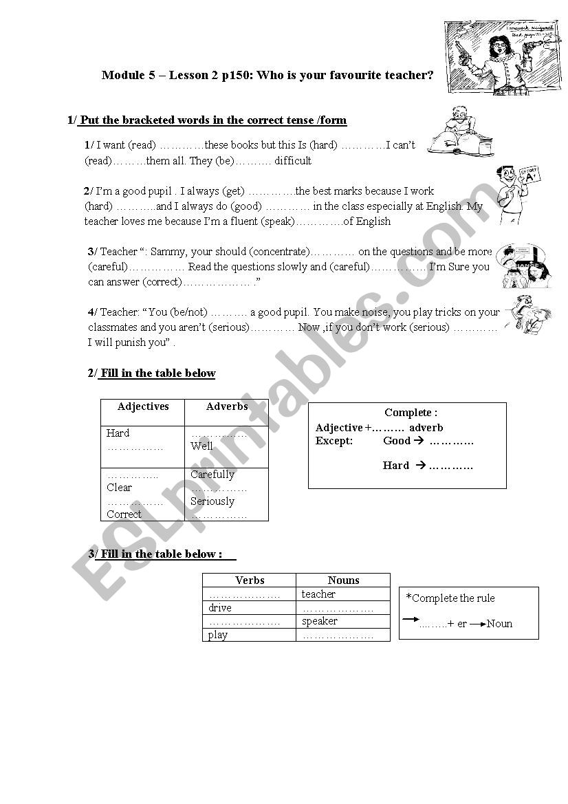 WHO´S YOUR FAVOURITE TEACHER - ESL worksheet by mannana