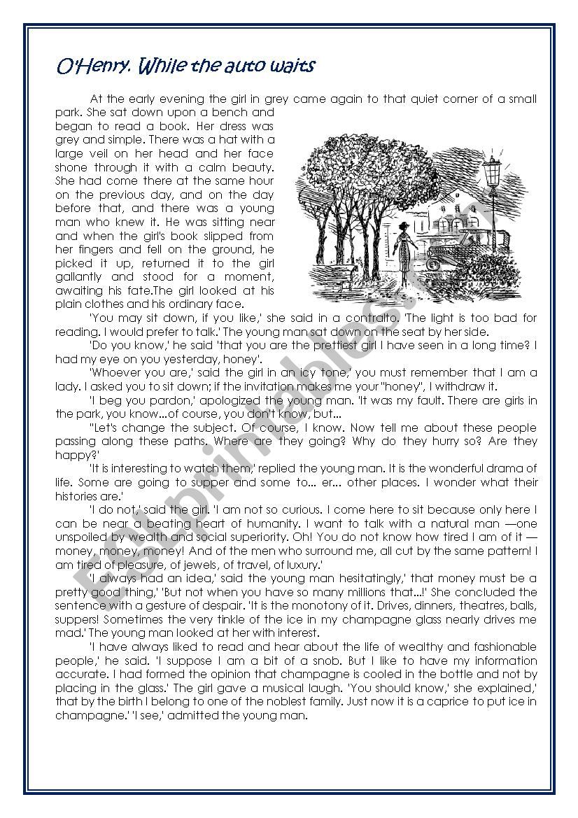 O´Henry. While the auto waits - ESL worksheet by IraR