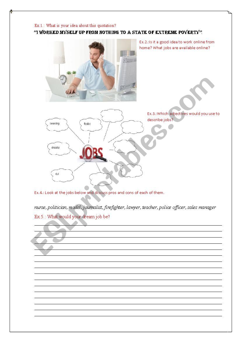 Let`s talk about jobs - ESL worksheet by daoro