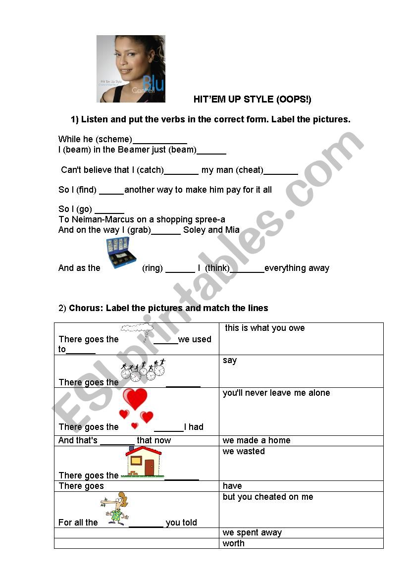 Hit´em up style by Blu Cantrell - ESL worksheet by natalavrova