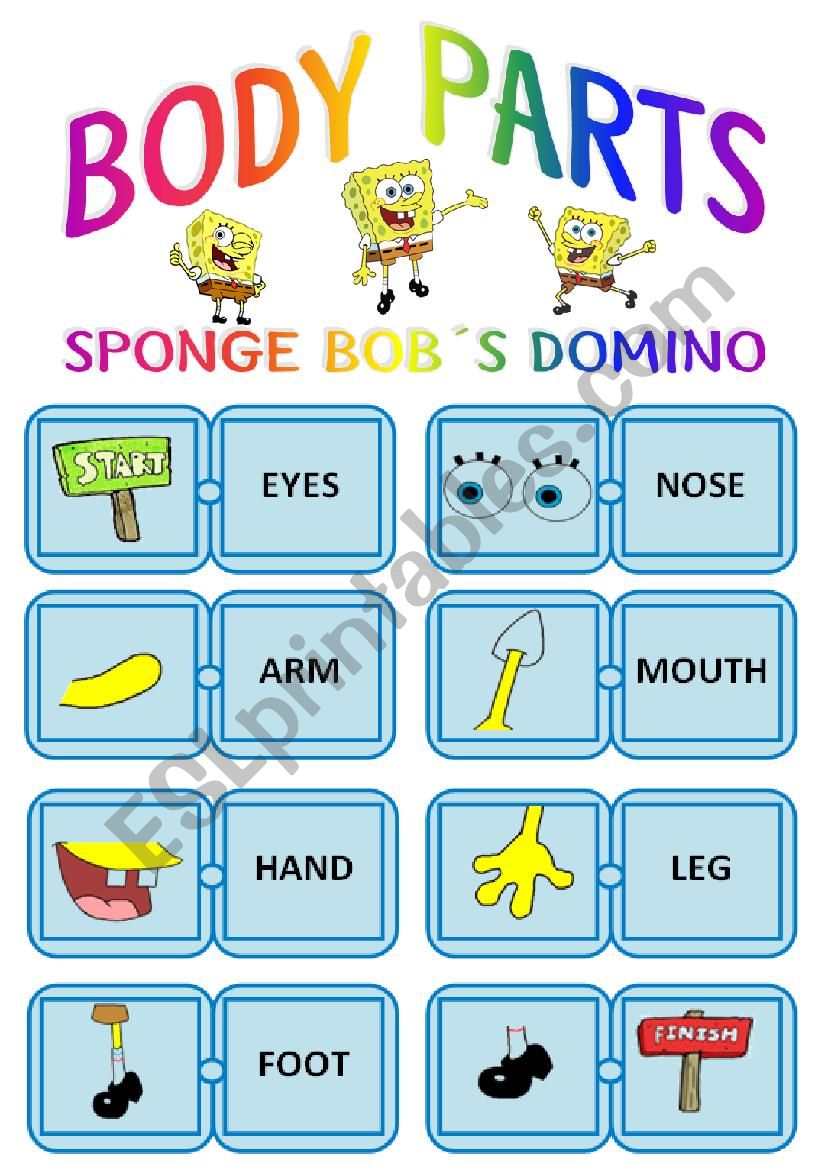 Body Parts´s Domino (Sponge Bob) - ESL worksheet by Sariita