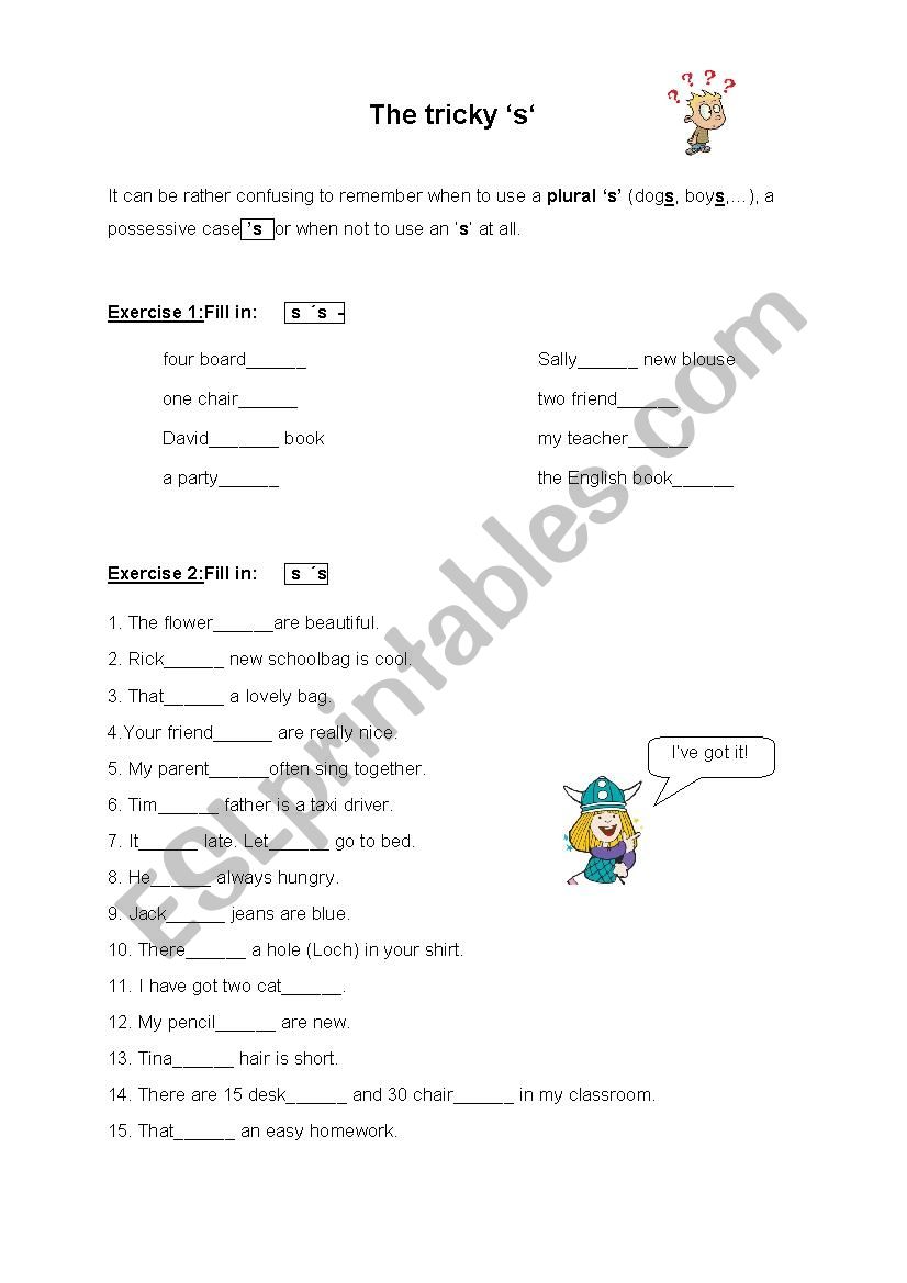 The tricky ´s´ - ESL worksheet by Lisa.Koch