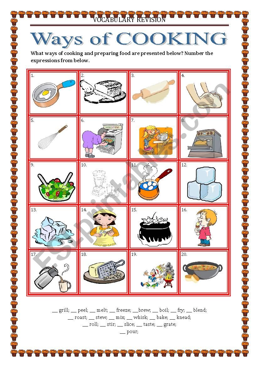 Vocabulary Revision 6 Ways Of Cooking ESL Worksheet By Keyeyti