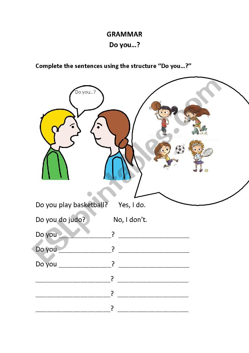 Do you...? Yes, I do or No, I don´t - ESL worksheet by ampa93