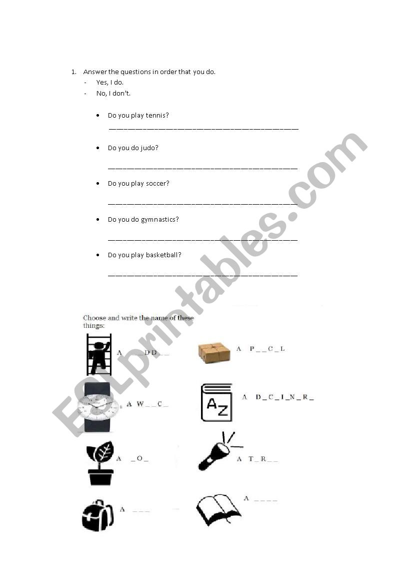 Do you...? Yes, I do or No, I don´t - ESL worksheet by ampa93